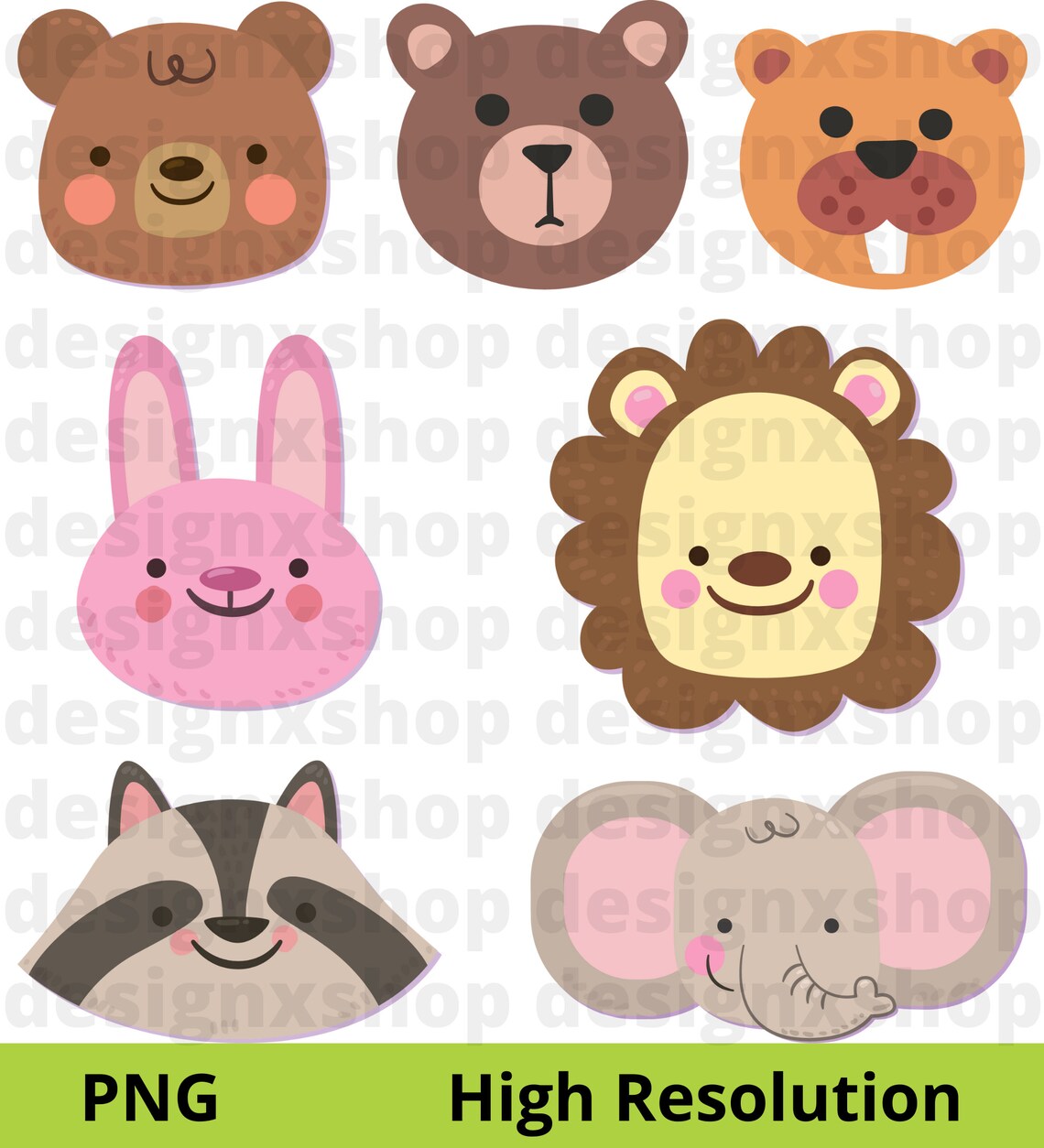 Animal Face Clipart Animal Face Svg Animal Clipart Baby - Etsy