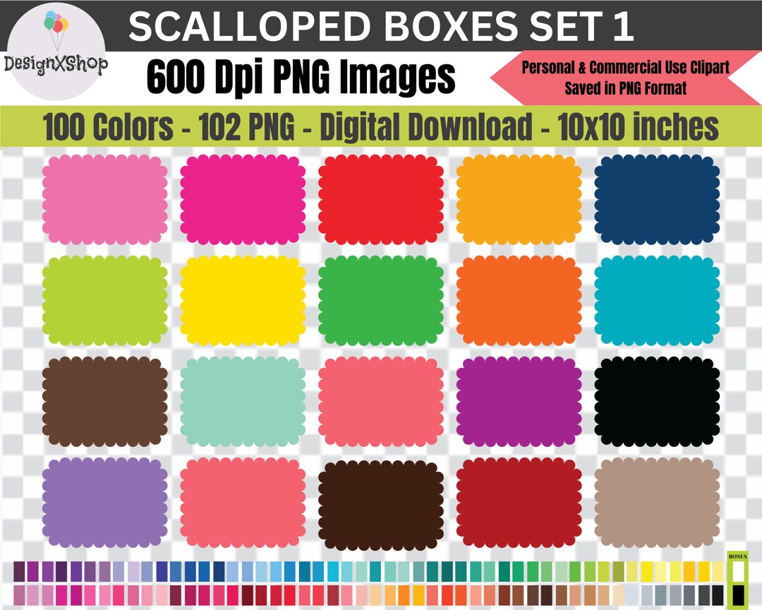 Scalloped Boxes Clipart, Bracket Frames Clipart, Frame Clipart, Rainbow ...