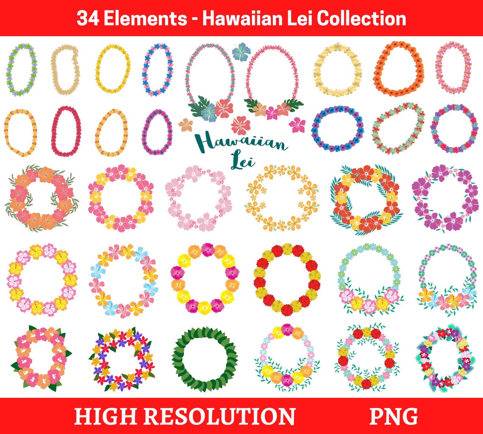 Hawaiian Lei Clipart Hawaii Clipart Hawaiian Lei Svg Hawaii - Etsy Canada