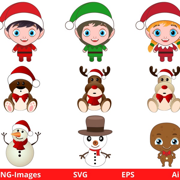 Christmas Characters Clipart - Etsy