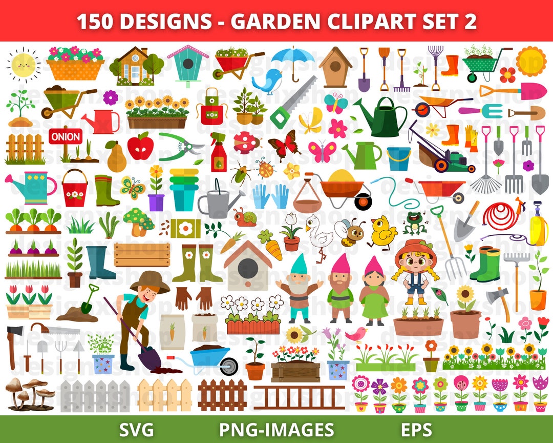 Garden Clipart, Spring Clipart, Gardening Clipart, Flower Clipart ...