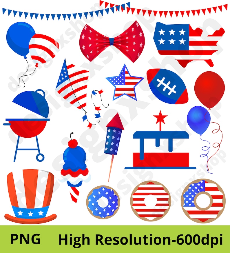 4th of July Clipart Independence Day Clipart Fourth of July - Etsy UK