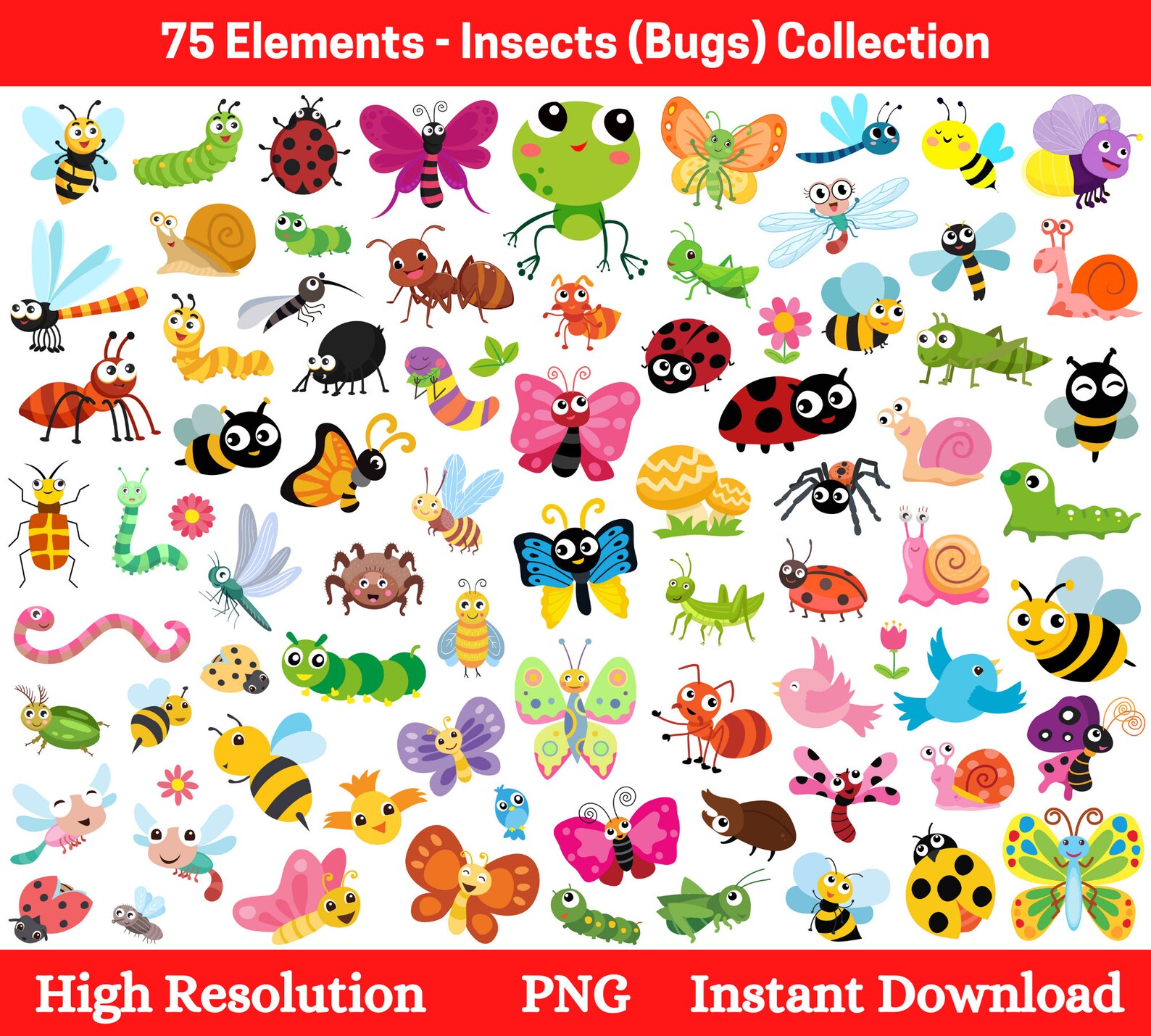 Bugs Clipart Insects Clipart Butterfly Clipart Animal | Etsy
