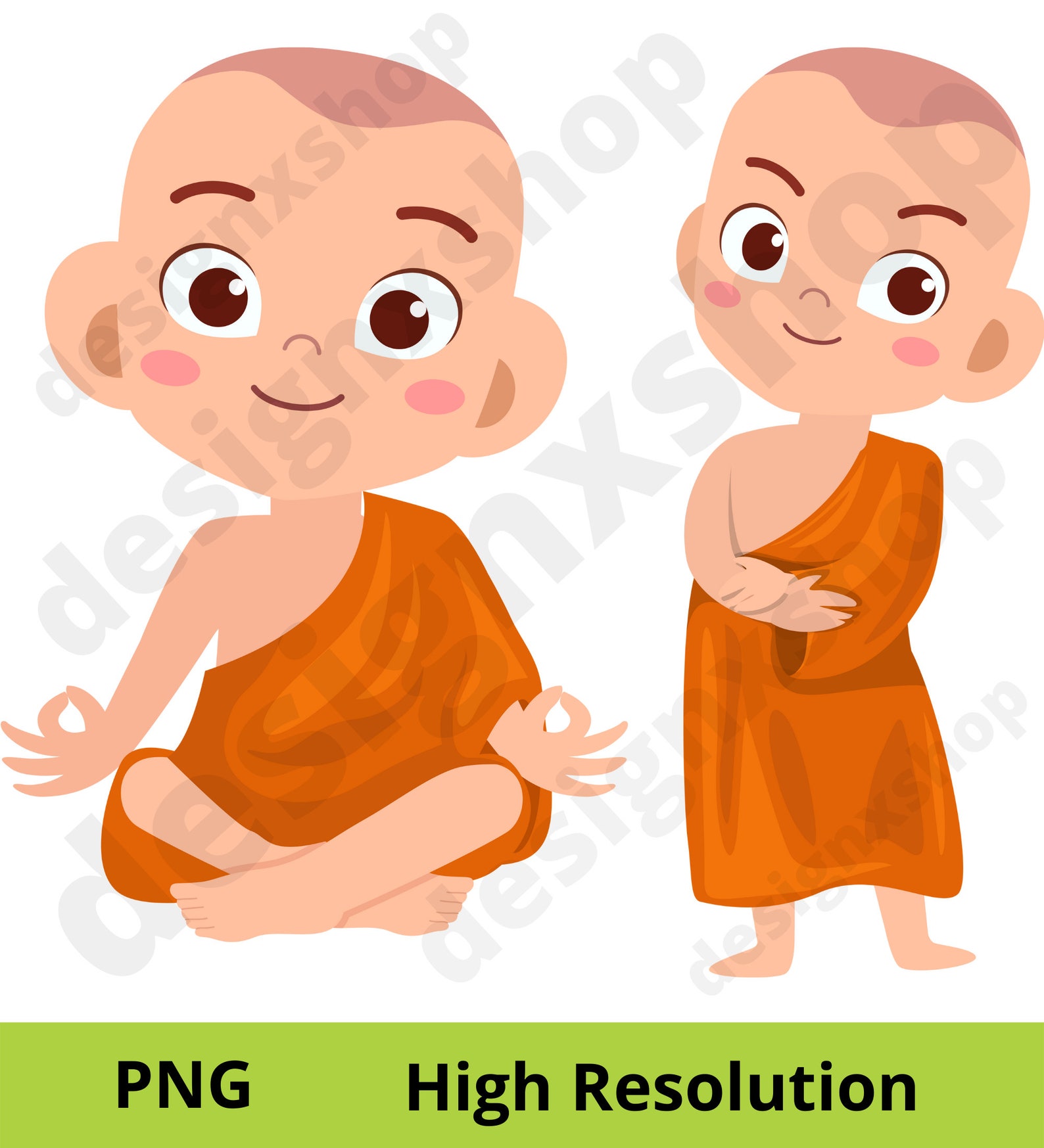 Cute Monk Clipart Monk Clipart Monk Meditate Clipart Thai | Etsy