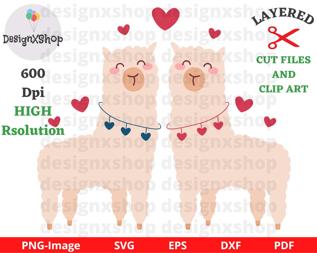 Llama Svg, Alpaca Svg, Mama Llama Svg, Llama Love Svg, Valentine Llama ...