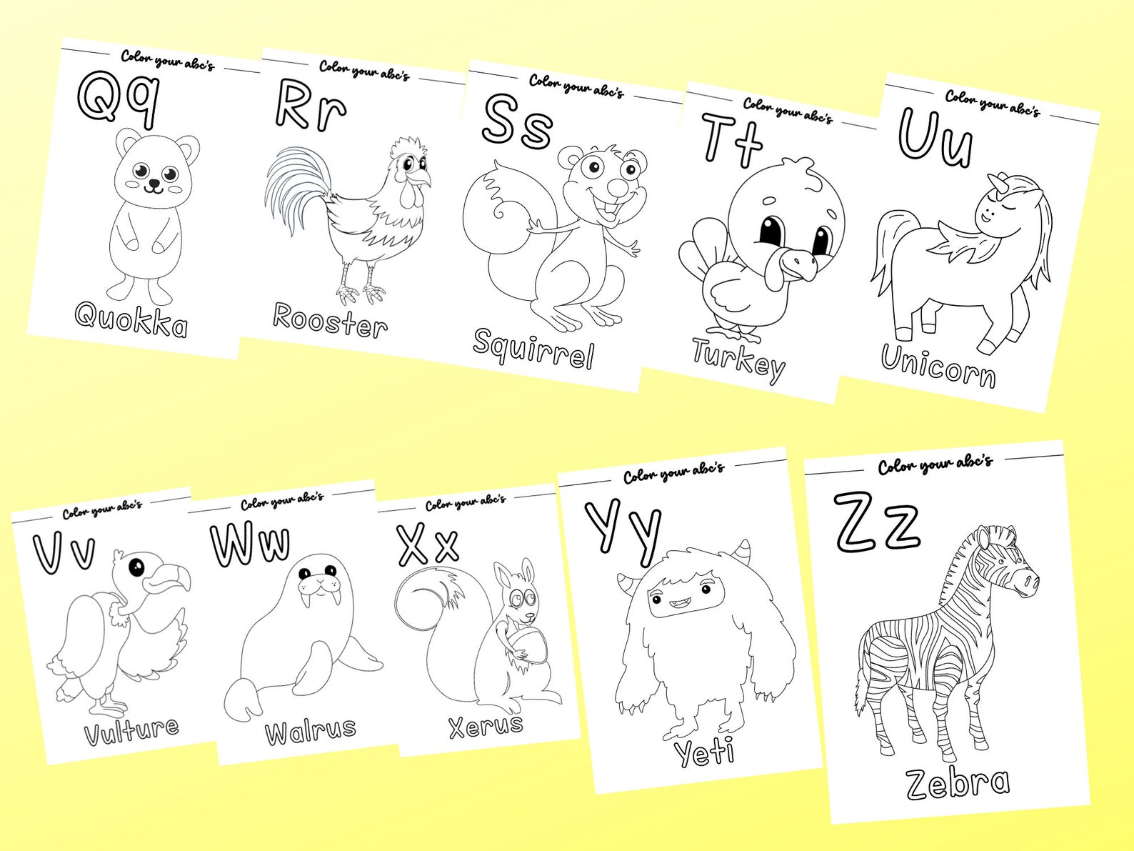 26 Printable Alphabet Coloring Pages ABC Coloring Book - Etsy