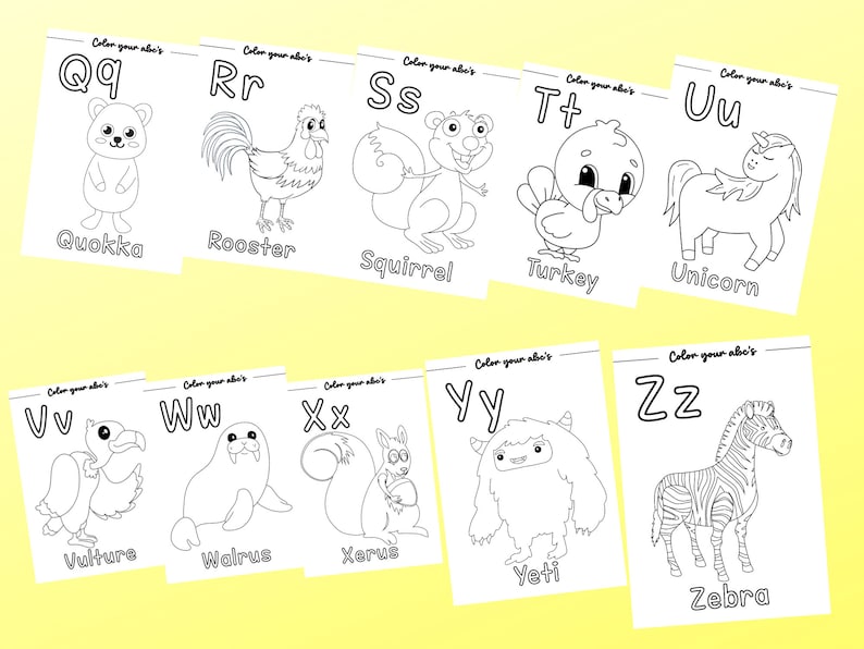 26 Printable Alphabet Coloring Pages ABC Coloring Book - Etsy