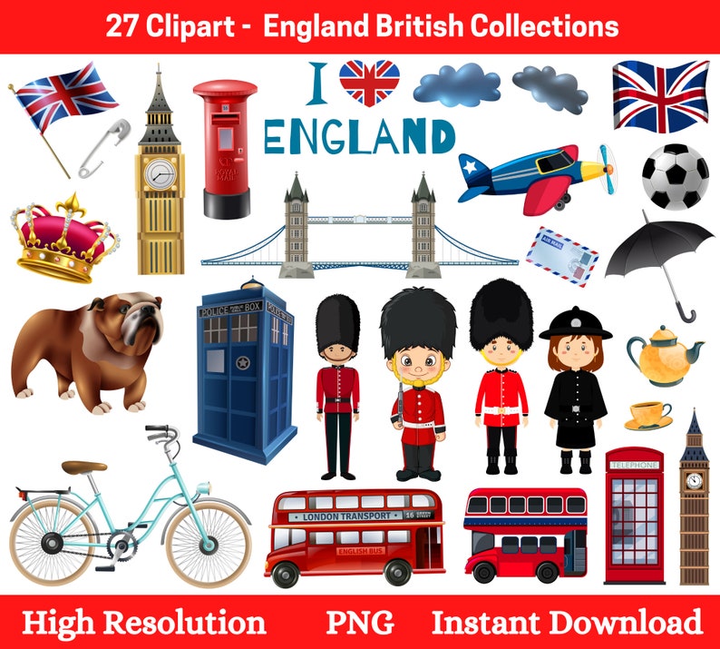 England Clipart London Clipart British Clipart Uk Graphics - Etsy