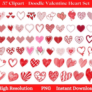 Doodle Valentine Heart Clipart, Hand Drawn Valentine Heart PNG, Heart ...