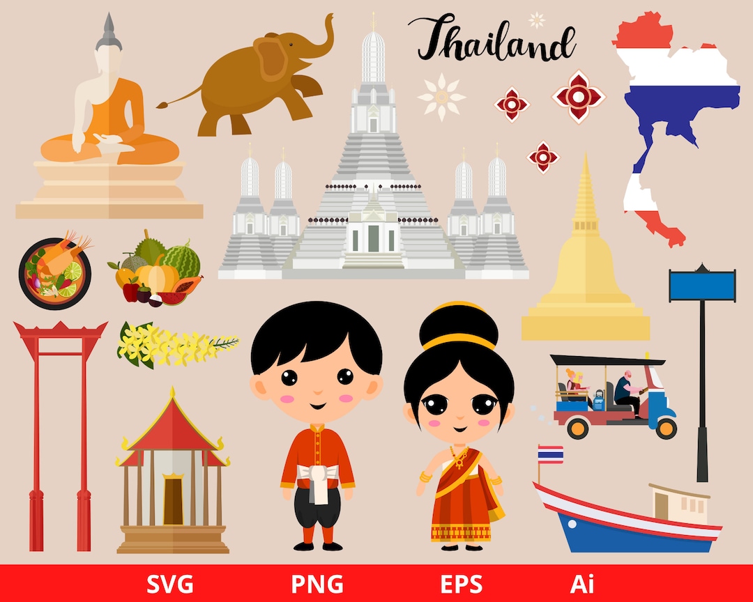 Thailand Clipart, Travel Clipart, Culture Clipart, Southeast Asia, Flag ...