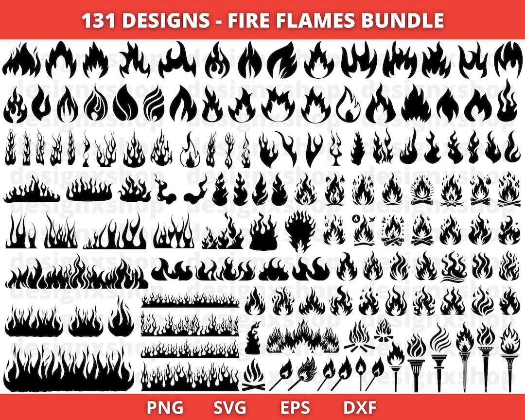 Fire Flame SVG Clipart Bundle: 131 Designs (digital Download) - Etsy