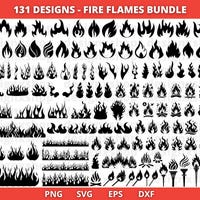 Fire Svg Bundle | Flame Svg | Fire Clipart | Fire Silhouette | Flames ...