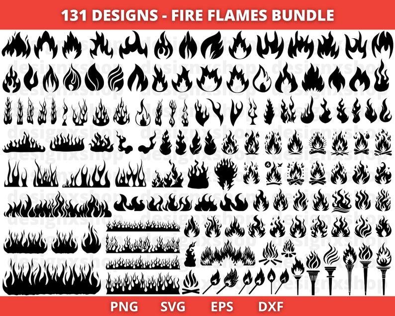 Fire Flame SVG Clipart Bundle: 131 Designs (digital Download) - Etsy