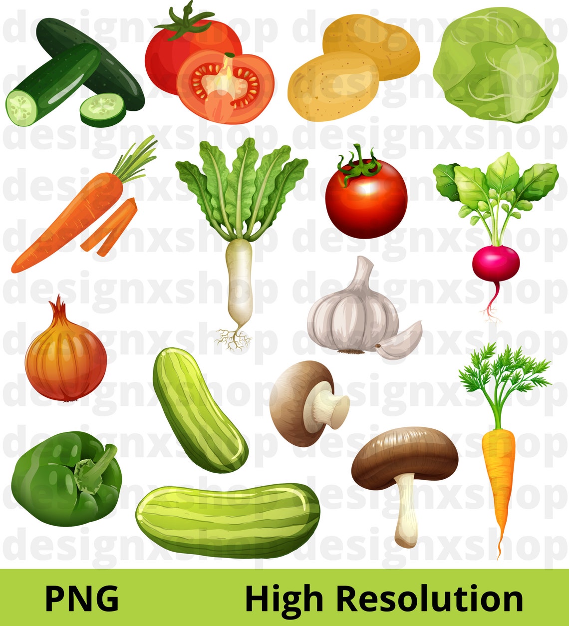 Vegetables Clipart: 82 Food Illustrations, SVG & PNG (digital Download ...