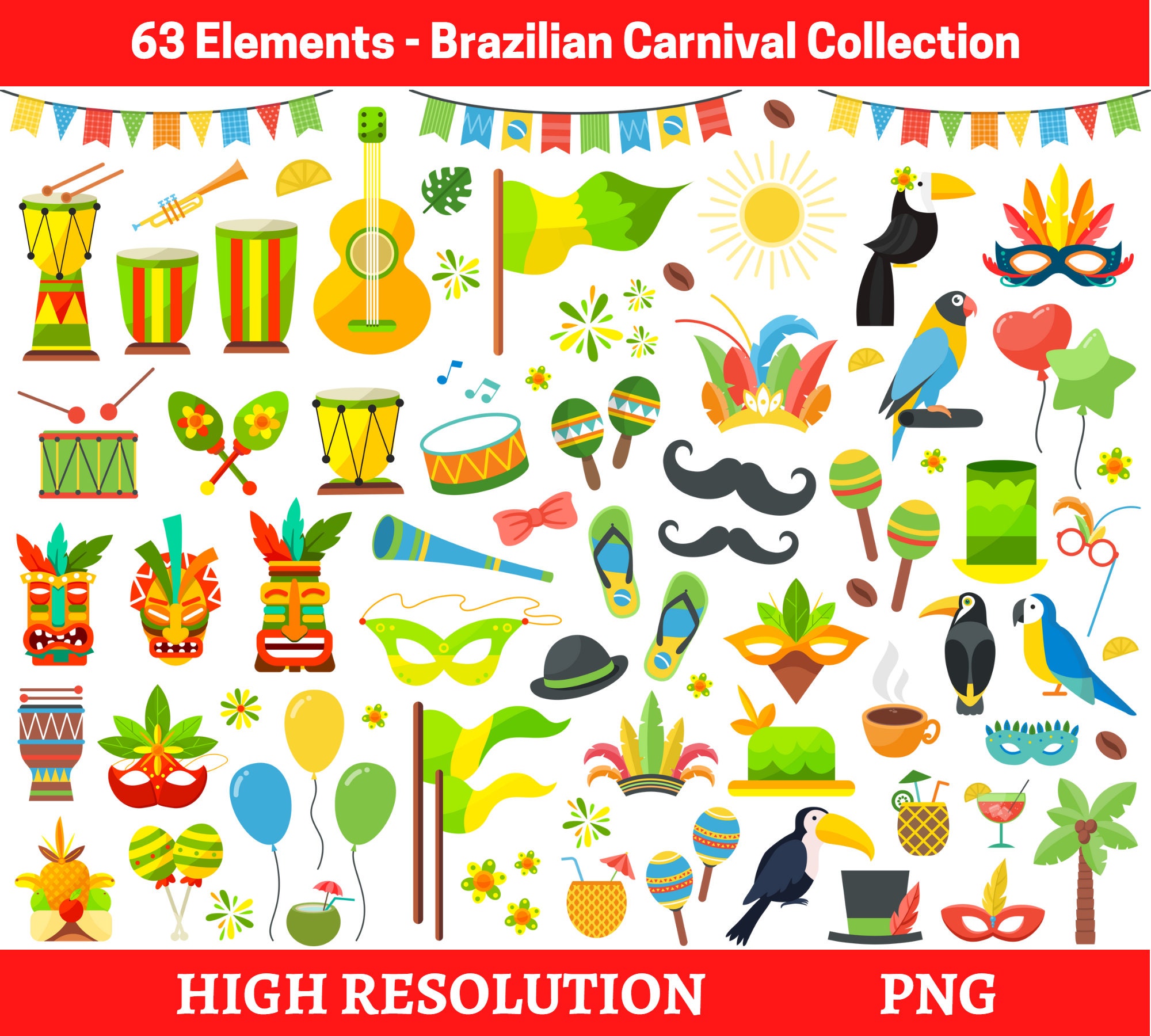 Brazil Clipart Carnival Clipart Rio Clipart Fiesta Clipart - Etsy