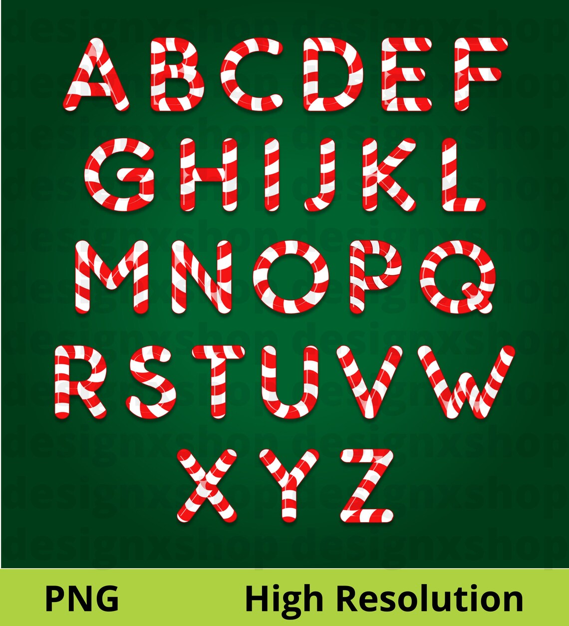 Christmas Alphabet Clipart Bundle Sublimation & Design Candy - Etsy