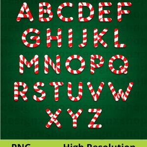 Christmas Alphabet Clipart Bundle, Sublimation & Design, Candy Cane ...
