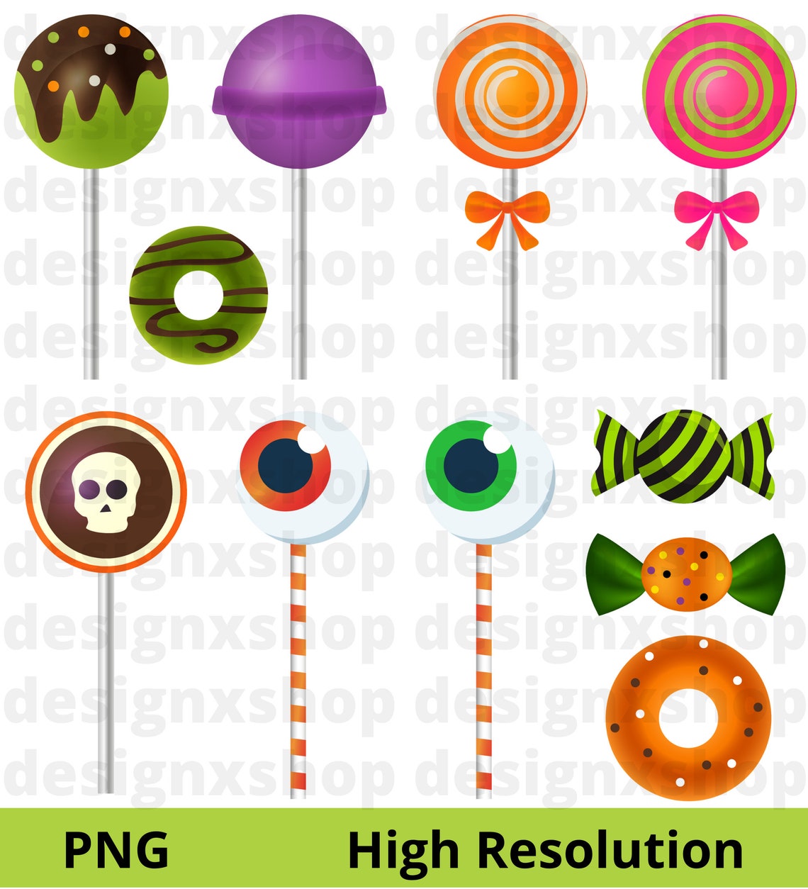 Halloween Candy Clipart Bundle | Spooky Cupcakes, Lollipops, Sweets ...