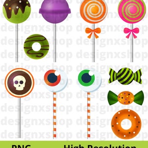 Halloween Candy Clipart Bundle | Spooky Cupcakes, Lollipops, Sweets ...