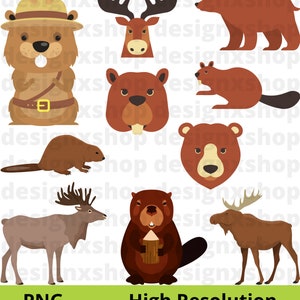 Canada Travel Clipart: Canadian Animals & Landmarks (SVG, PNG) - Etsy
