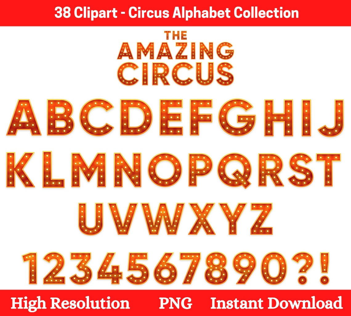 Circus Alphabet Clipart Alphabet Clipart Circus Letters - Etsy