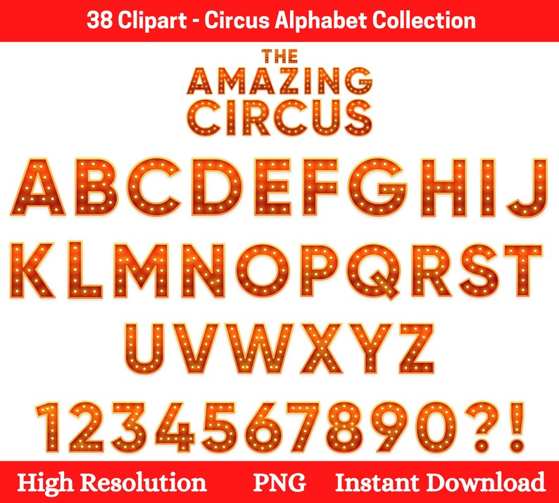 Circus Alphabet Clipart Alphabet Clipart Circus Letters - Etsy