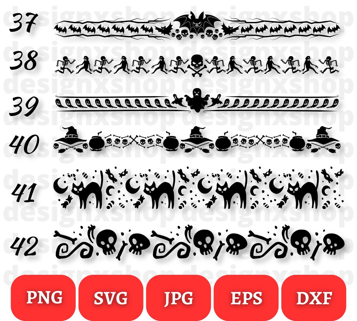 Halloween Borders SVG: Spooky Clipart Dividers, Spiderwebs (digital ...