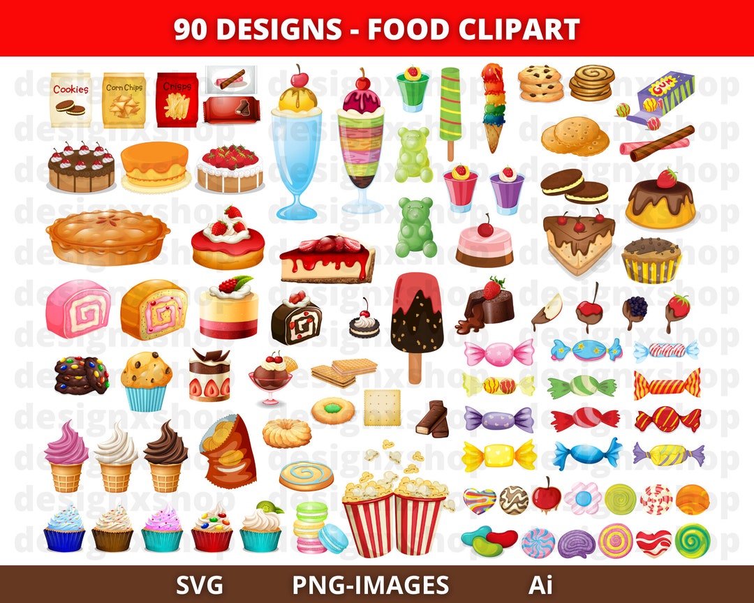 Food Clipart, Candy Clipart, Ice-cream Clipart, Cake Clipart, Cupcakes ...