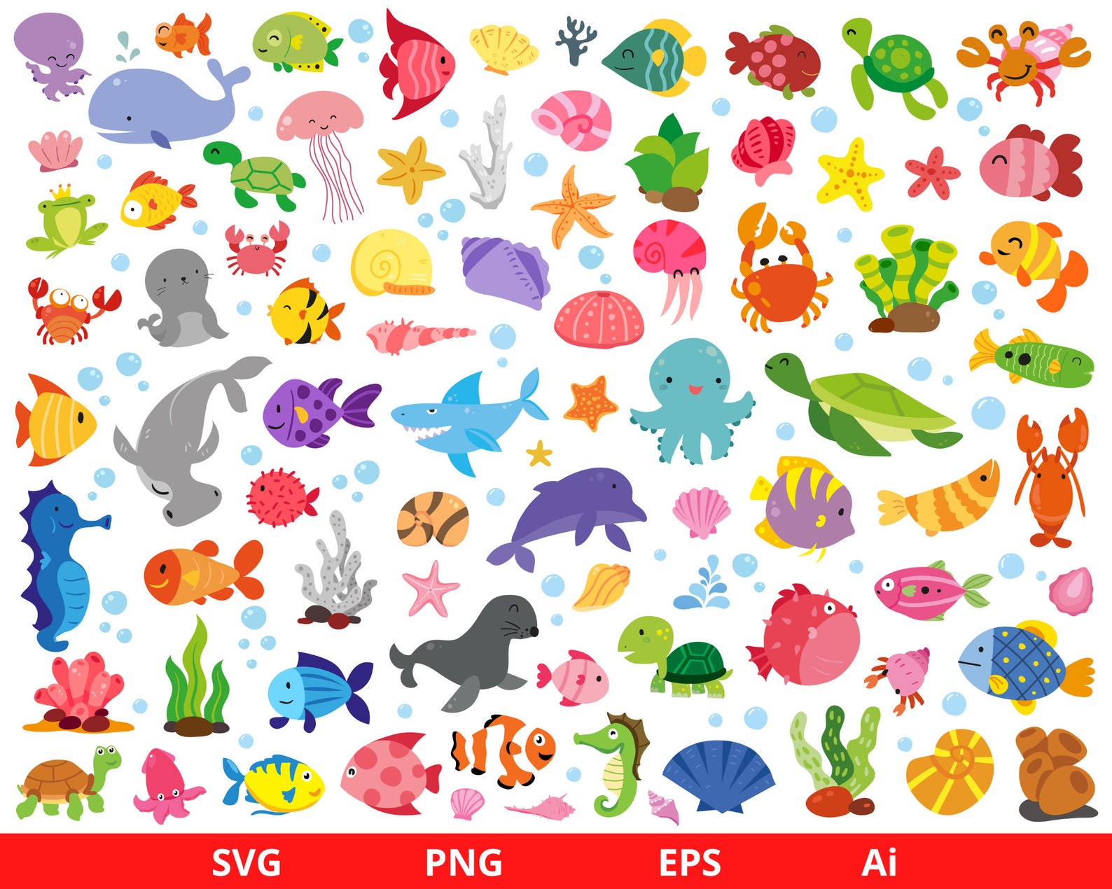 Ocean Animal Clipart, Sea Animals Clipart, Sea Life Clipart, Sea ...