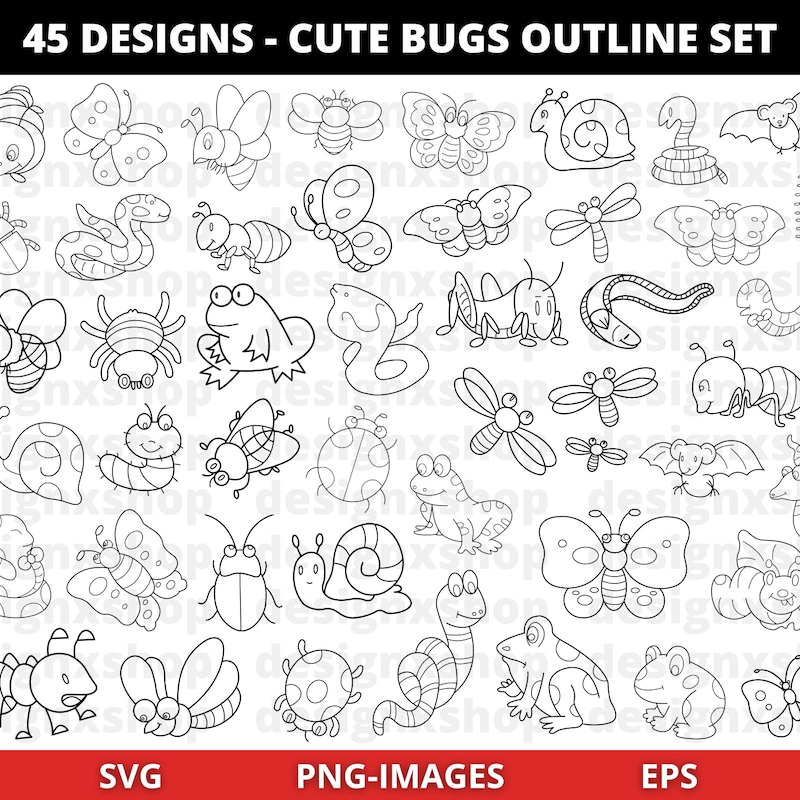 Cute Bugs Clipart - Etsy