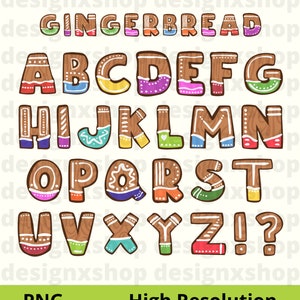 Printable Digital Alphabet Letters, Gingerbread Alphabets Bundle ...