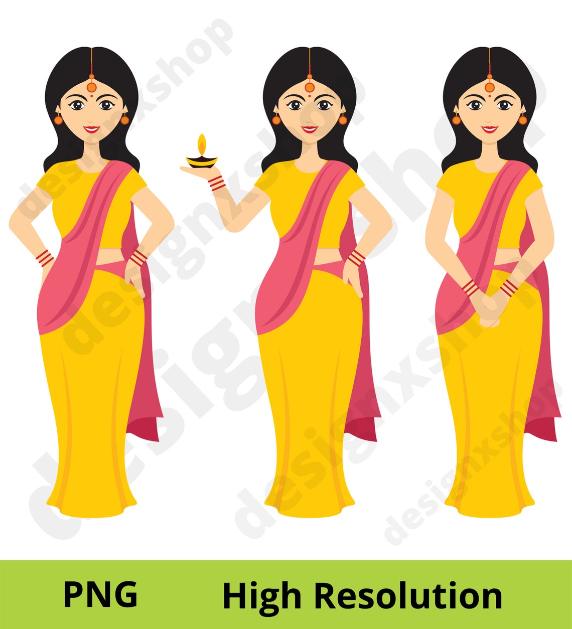 Indian Women Clipart Fashion Girls Clipart Indian Girls - Etsy