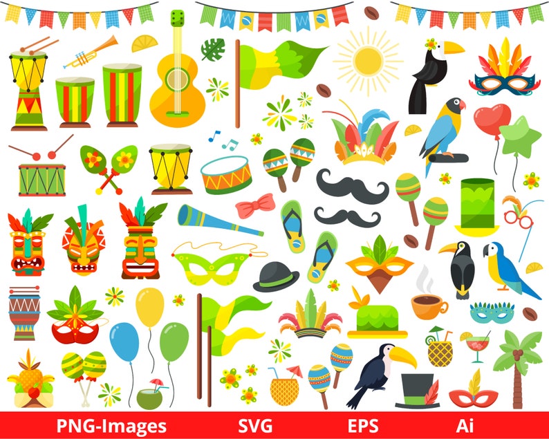 Brazil Clipart Carnival Clipart Rio Clipart Fiesta Clipart - Etsy