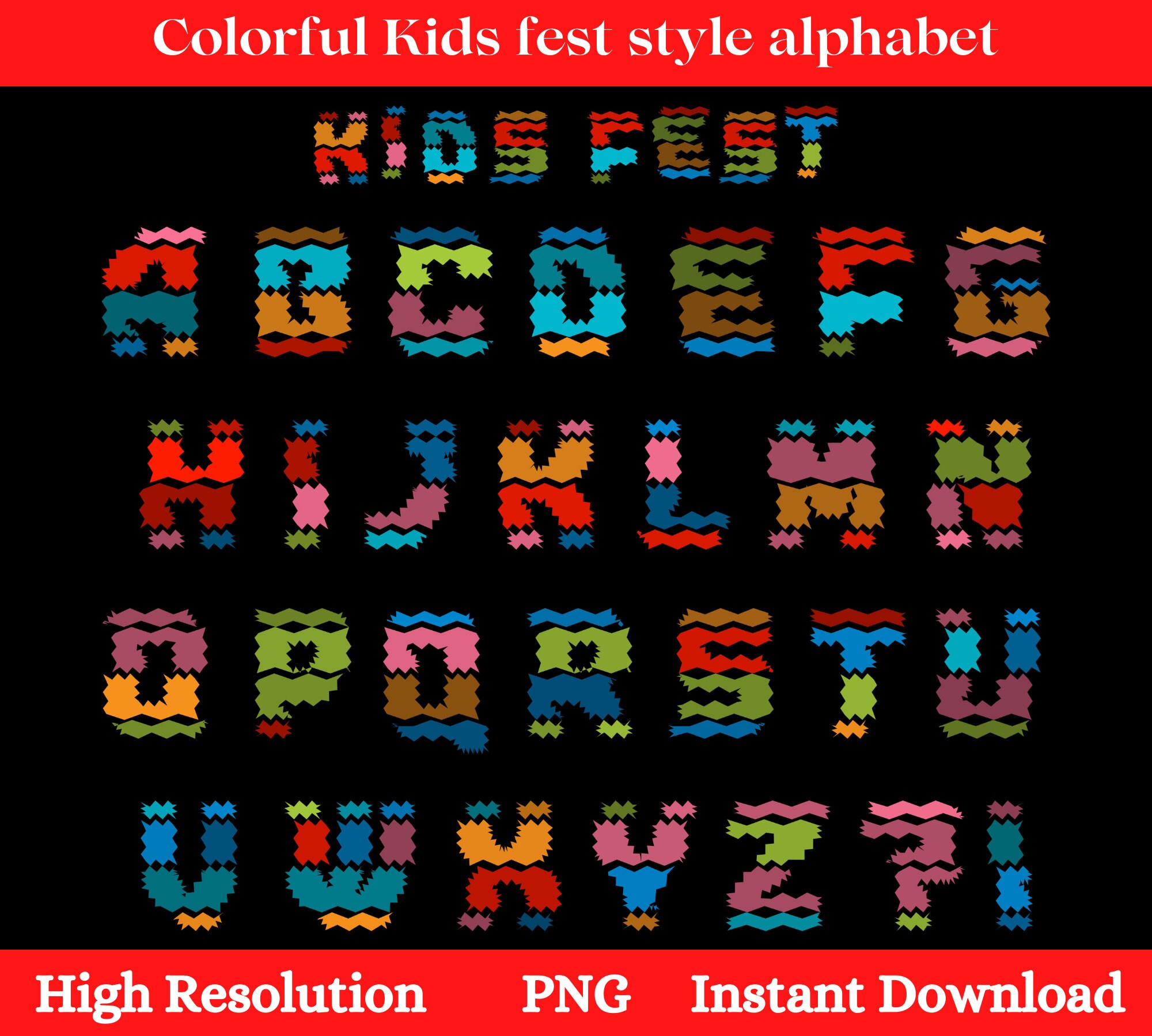 Alphabet Clipart Funny Colored Font Carnival and Fiesta Fun - Etsy