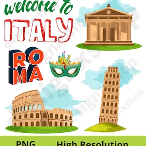 ITALY Clipart, Rome Clipart, Travel Clipart, Italian Clipart, Welcome ...