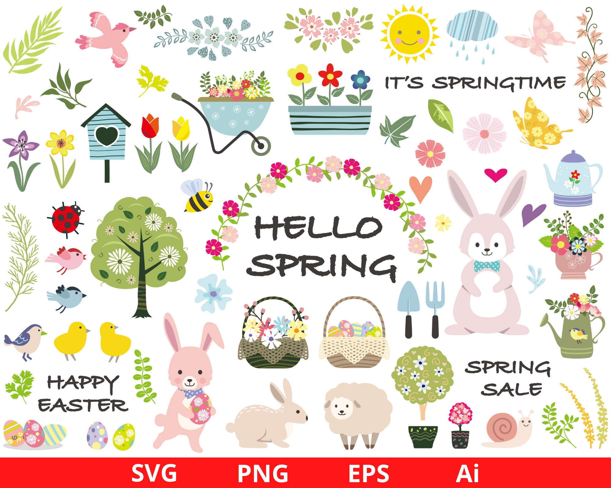Spring Clipart Easter Clipart Flower Clipart Floral | Etsy