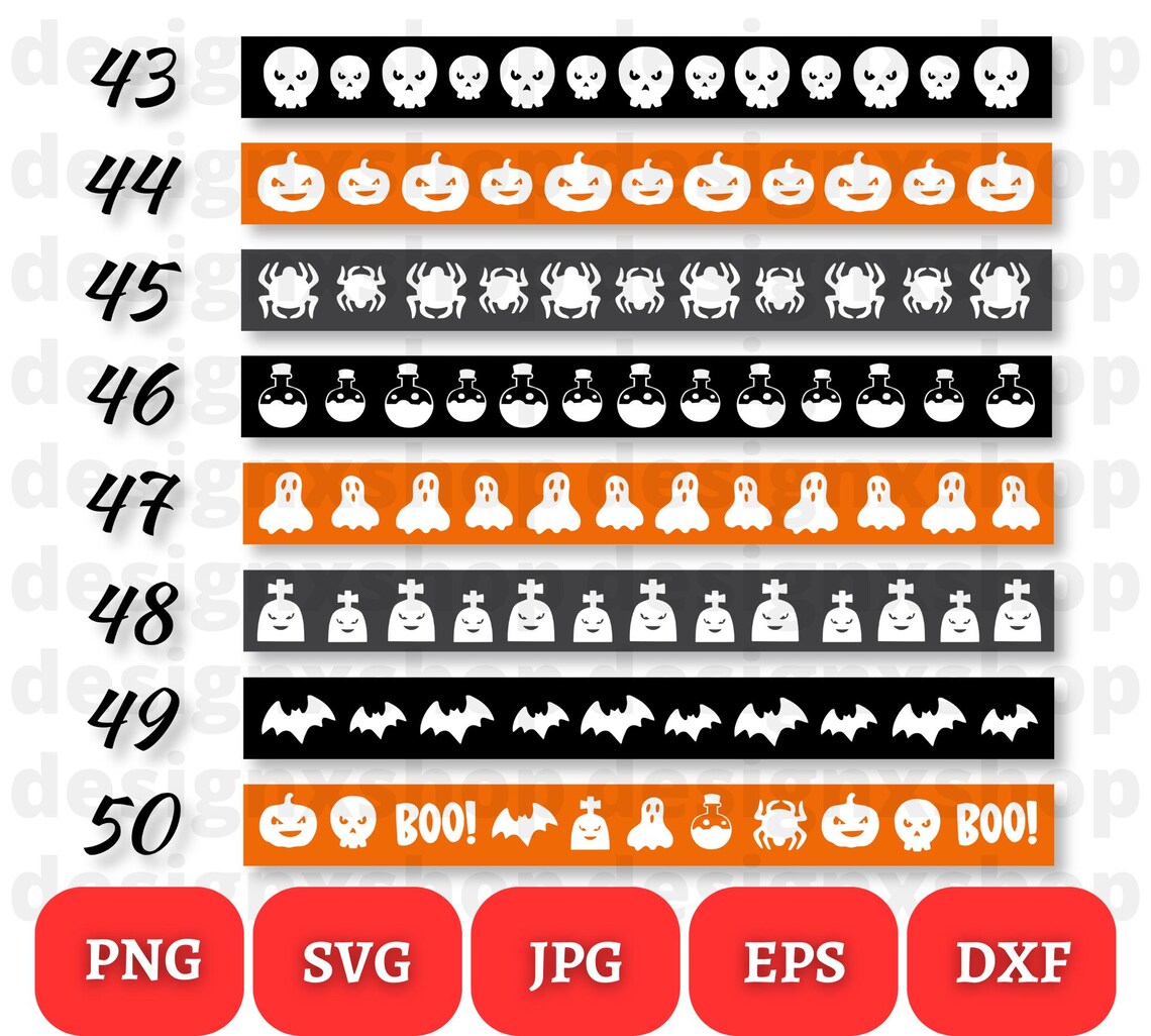 Halloween Borders SVG: Spooky Clipart Dividers, Spiderwebs (digital ...