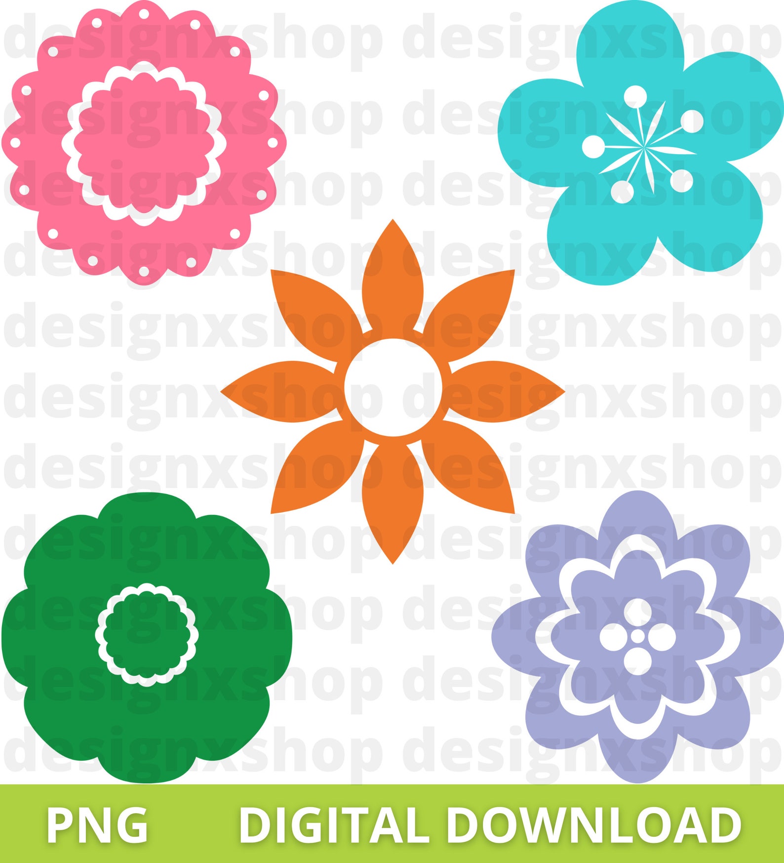 Cute Flower Svg Bundle, Flat Flowers Clipart, Gardening Flower Svg ...
