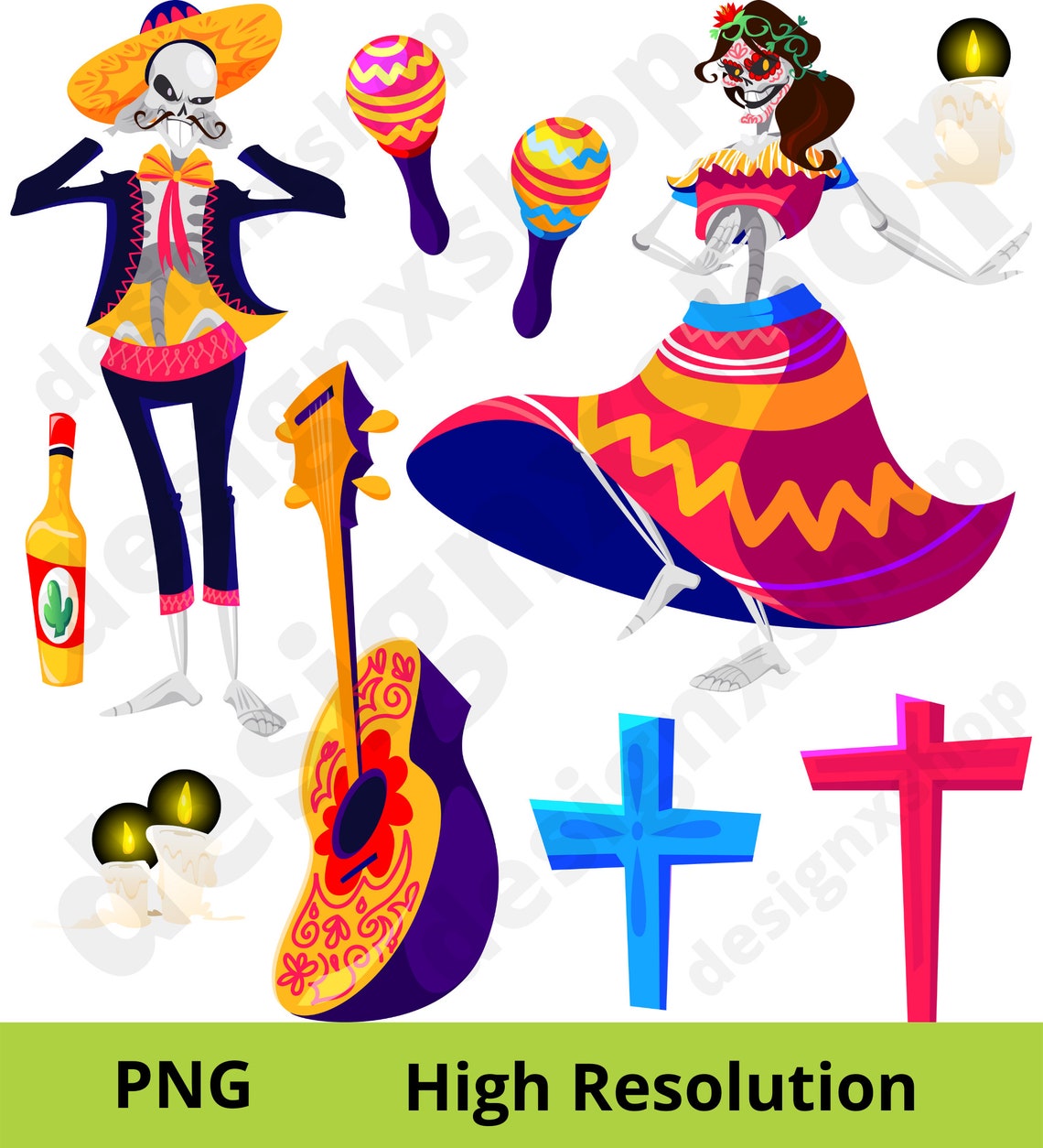 Day of the Dead Clipart Dia De Los Muertos Clipart Skull - Etsy