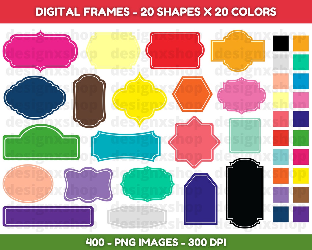 Frame Clipart, Digital Frames Clip Art, Colorful Frames, Pastel Frames ...