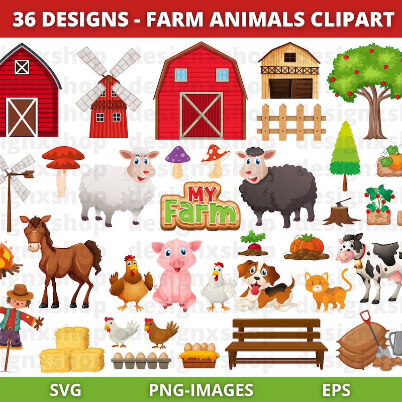 Farm Animal Clipart - Etsy