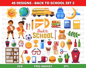 School Kids Clipart Set & Digital Paper. Digital Clipart Bundle for ...