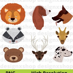 Animal Face Clipart Bundle: Jungle Nursery Design (SVG & PNG) - Etsy