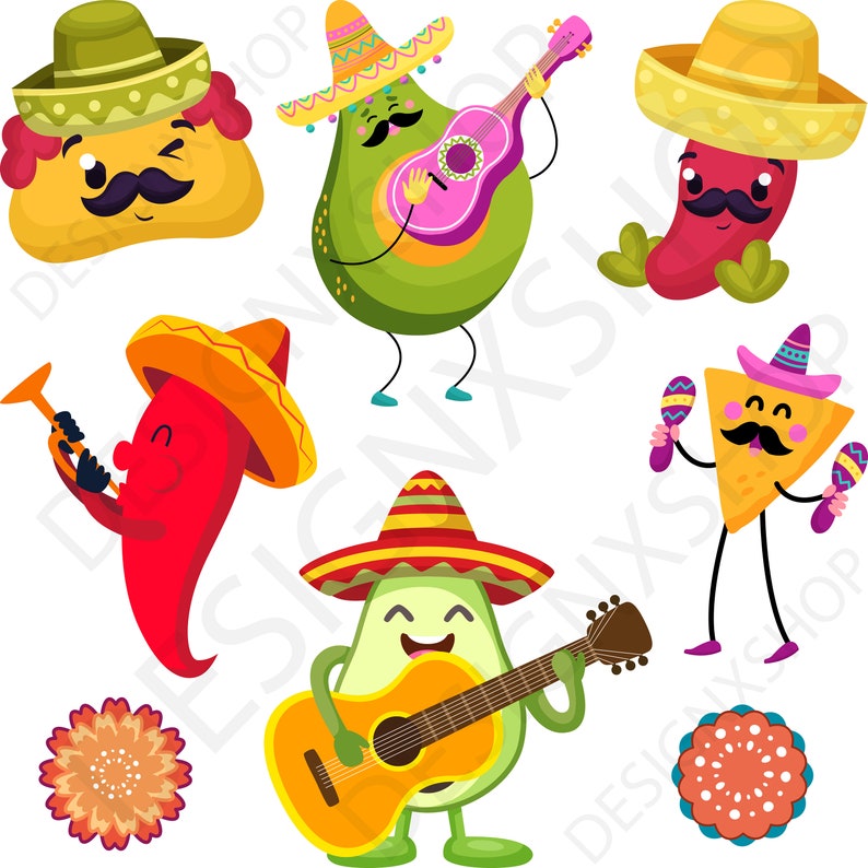 Cinco De Mayo Characters Clipart Mexico Clipart Fiesta | Etsy