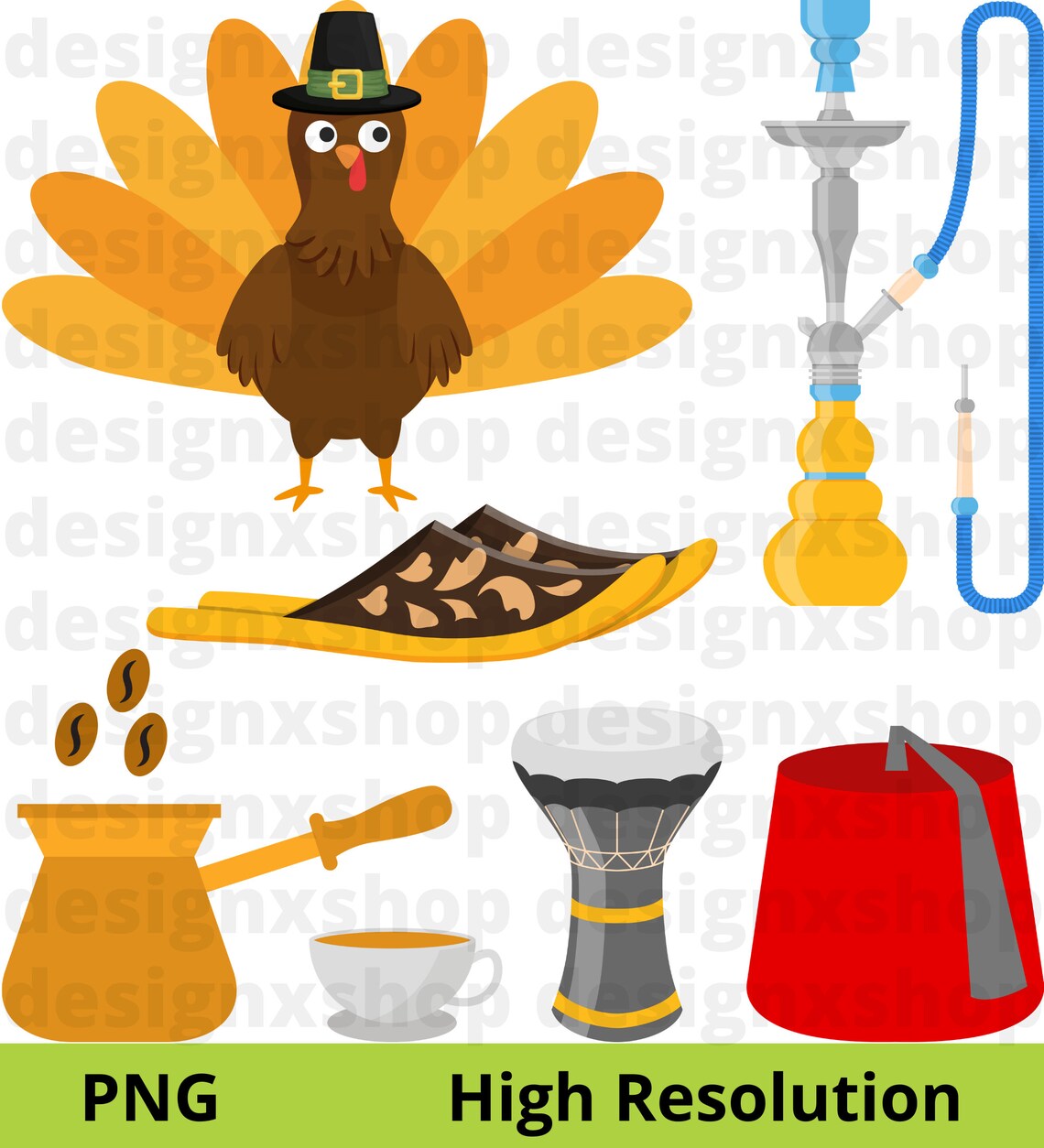 Turkey Clipart Travel Clipart Thanksgiving Clipart Autumn - Etsy