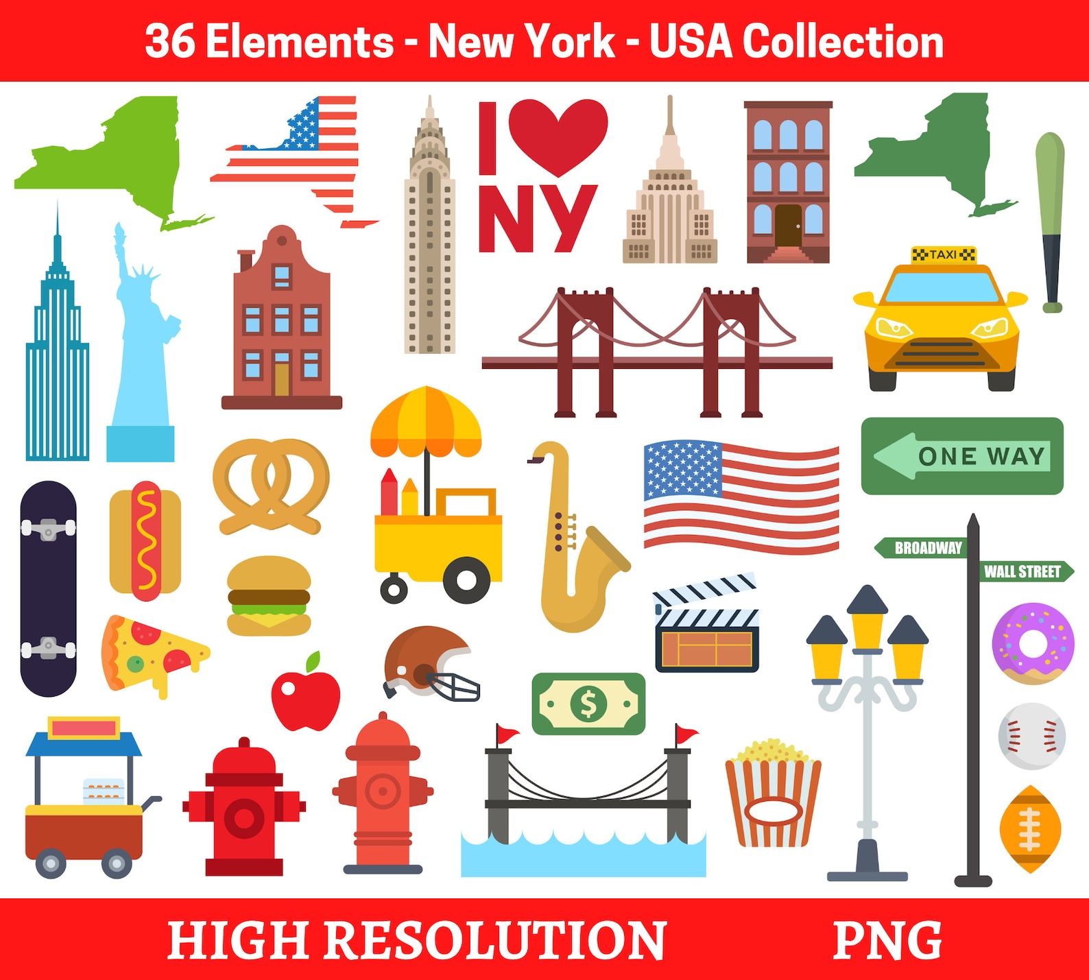 New York Clipart USA Clipart America Clipart NYC Clipart - Etsy