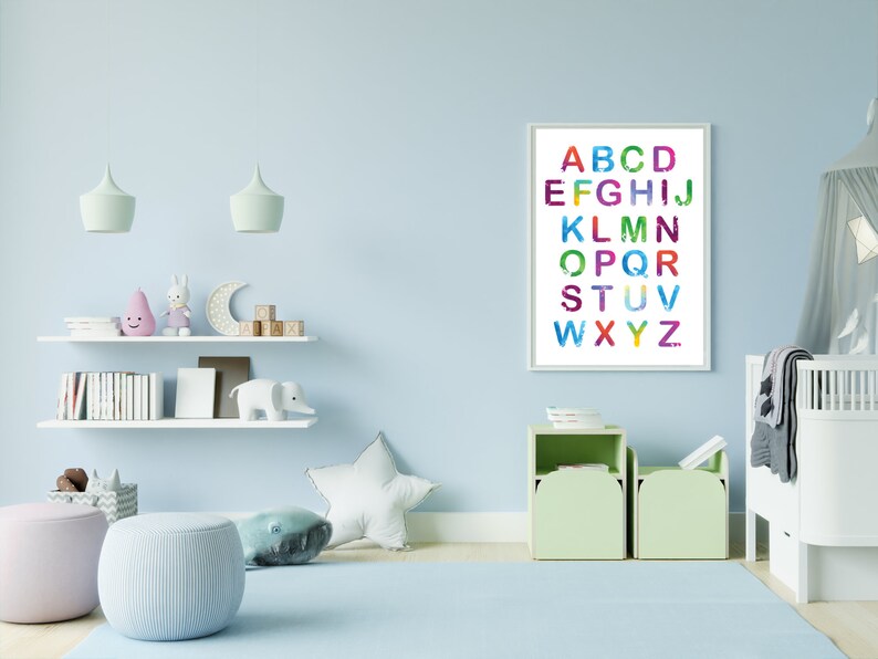 Alphabet Print Alphabet Poster Watercolor Alphabet Rainbow - Etsy