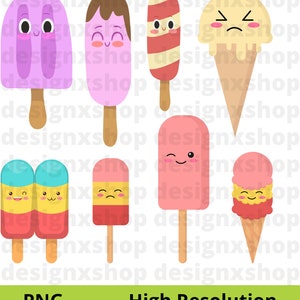 Kawaii Ice Cream Clipart, Ice-cream Clipart, Lollies Clipart, Candy ...