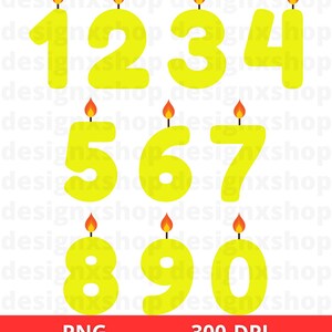 Colorful Birthday Candle Numbers Clipart: SVG, PNG, JPG (280 Files) - Etsy
