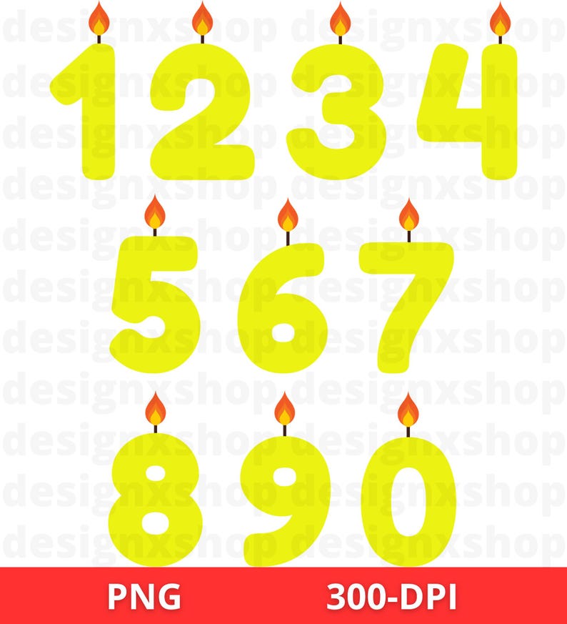 Colorful Birthday Candle Numbers Clipart: SVG, PNG, JPG (280 Files) - Etsy